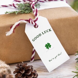 Good Luck Printable Gift Tag | 4 Leaf Clover | 1.5x2.5, 2x3.5 ...
