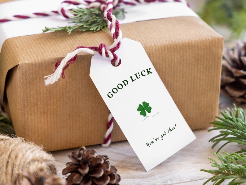 Good Luck Printable Gift Tag | 4 Leaf Clover | 1.5x2.5, 2x3.5 ...