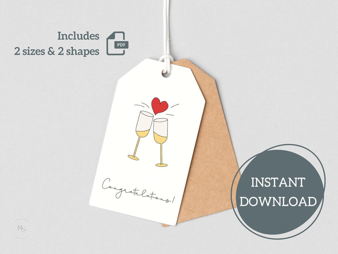 Congratulations Printable Gift Tag | Minimalist | 1.5x2.5, 2x3.5 ...