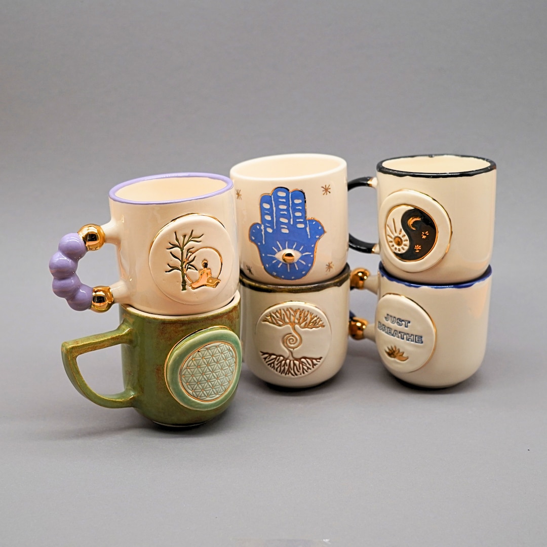 Teacup Set Coffee Cup Set Spiritual Collection 6 Pieces Handmade From ...