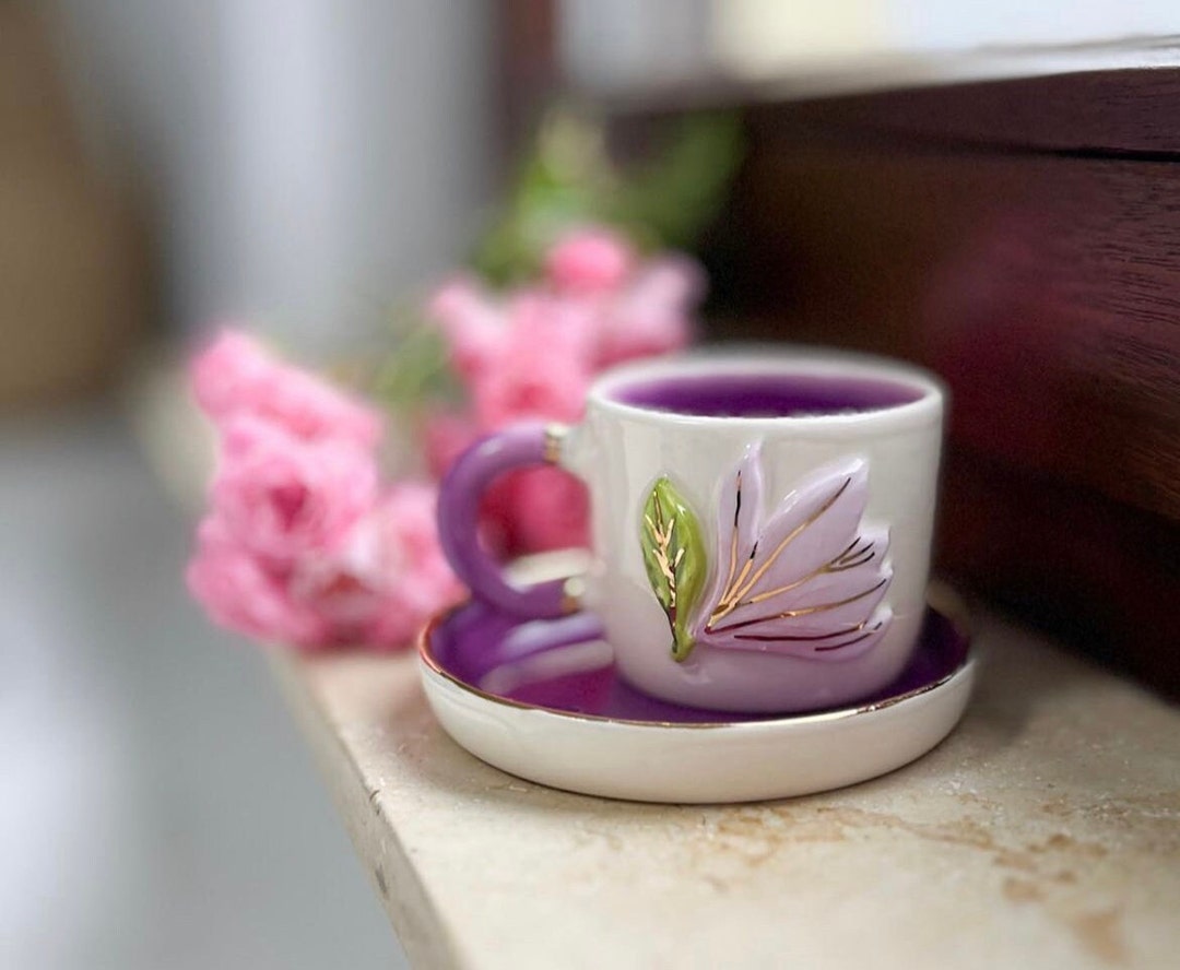 Teacup | Coffee Cup | Decorated With a "little Magnolia" | Handmade ...