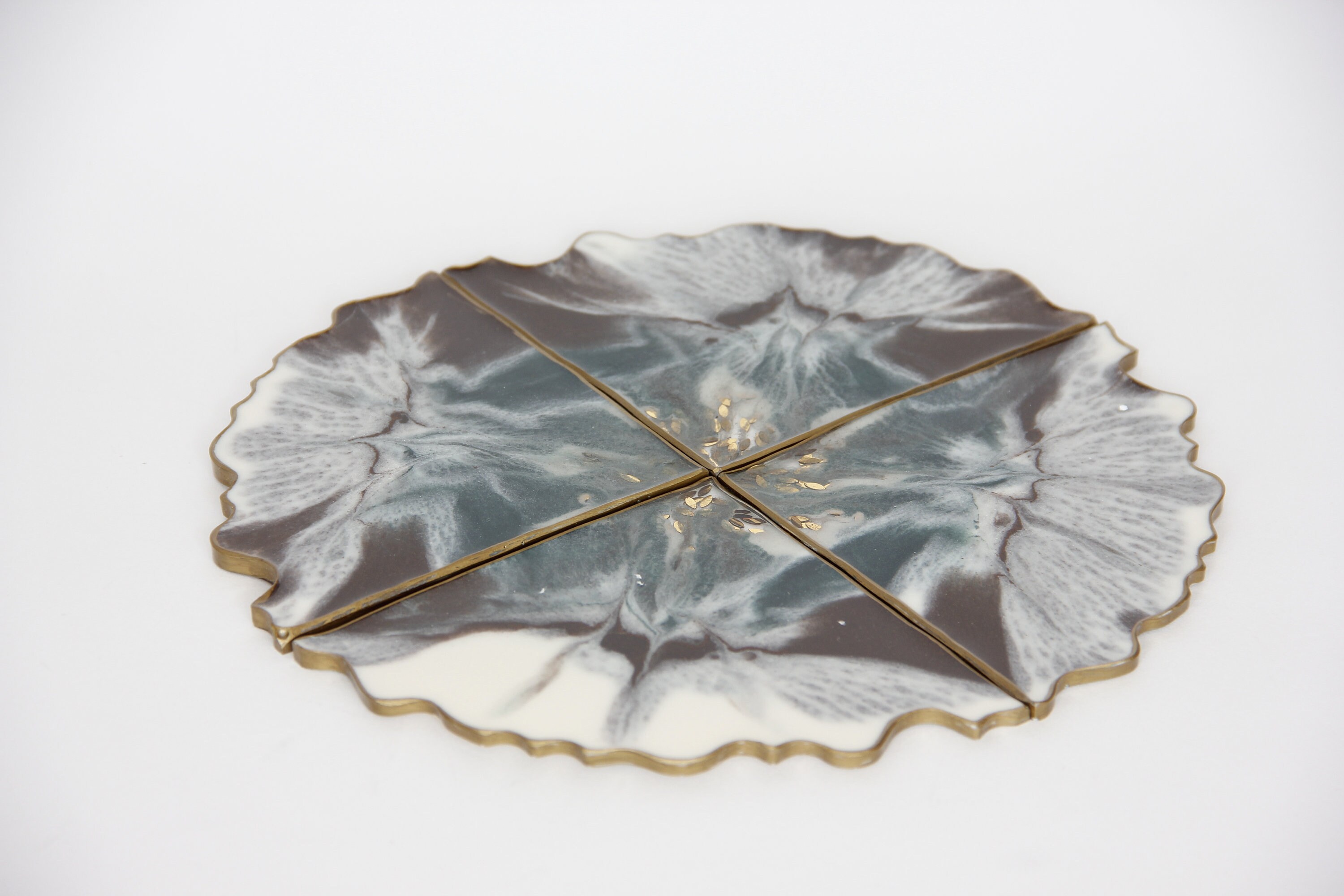 Coaster for Glass I Set of 4 Epoxy Turquoise-white-brown-gold Epoxy ...