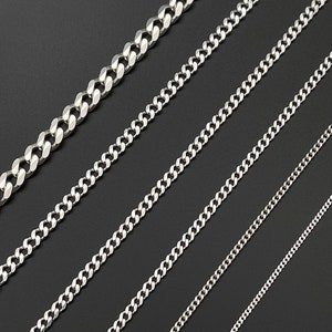 925 Sterling Silver Cuban Link Chains Men's Women's Curb Necklace ...