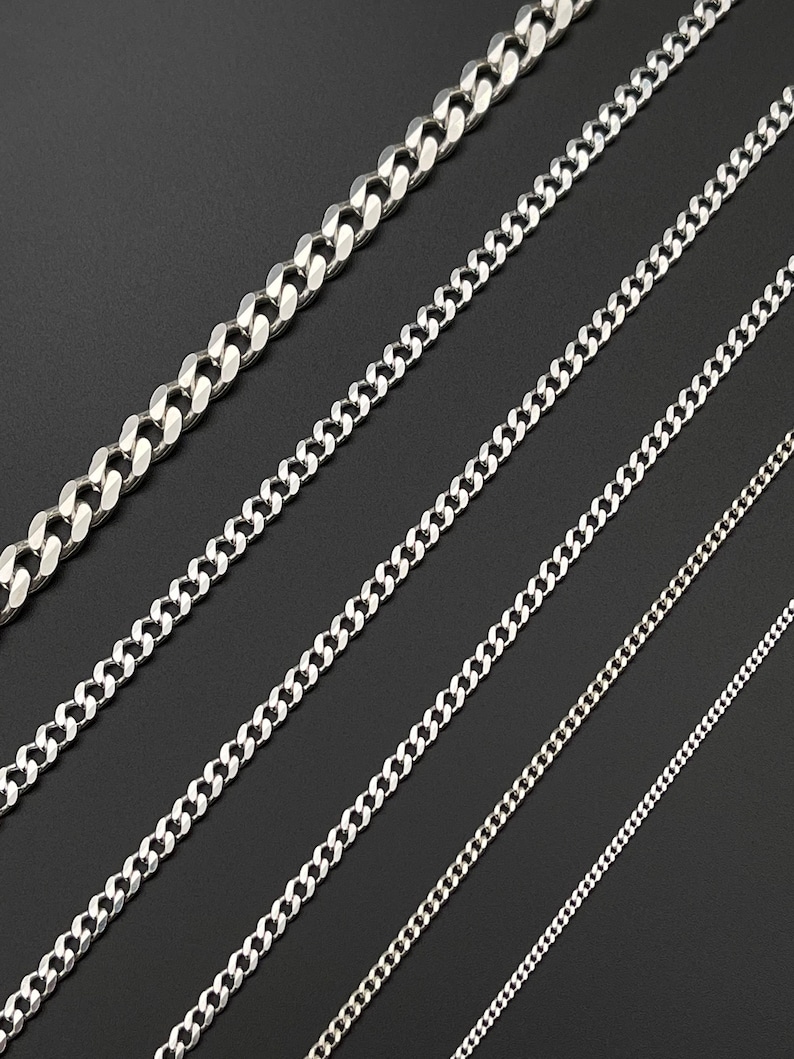 Solid 925 Sterling Silver Cuban Link Chains Men's - Etsy