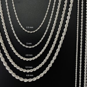 Sterling Silver Rope Chain Necklace, Solid Silver Chain, Twisted Rope ...