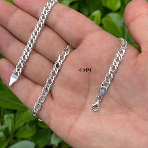 925 Sterling Silver Rambo Link Chain Necklace, Double Link Chain Jewelry, Thick Chain Necklace ...