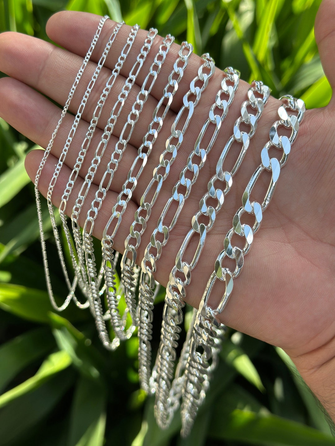 Solid 925 Sterling Silver Figaro Chain, Chain Necklace, Silver Necklace for Men and for Women ...