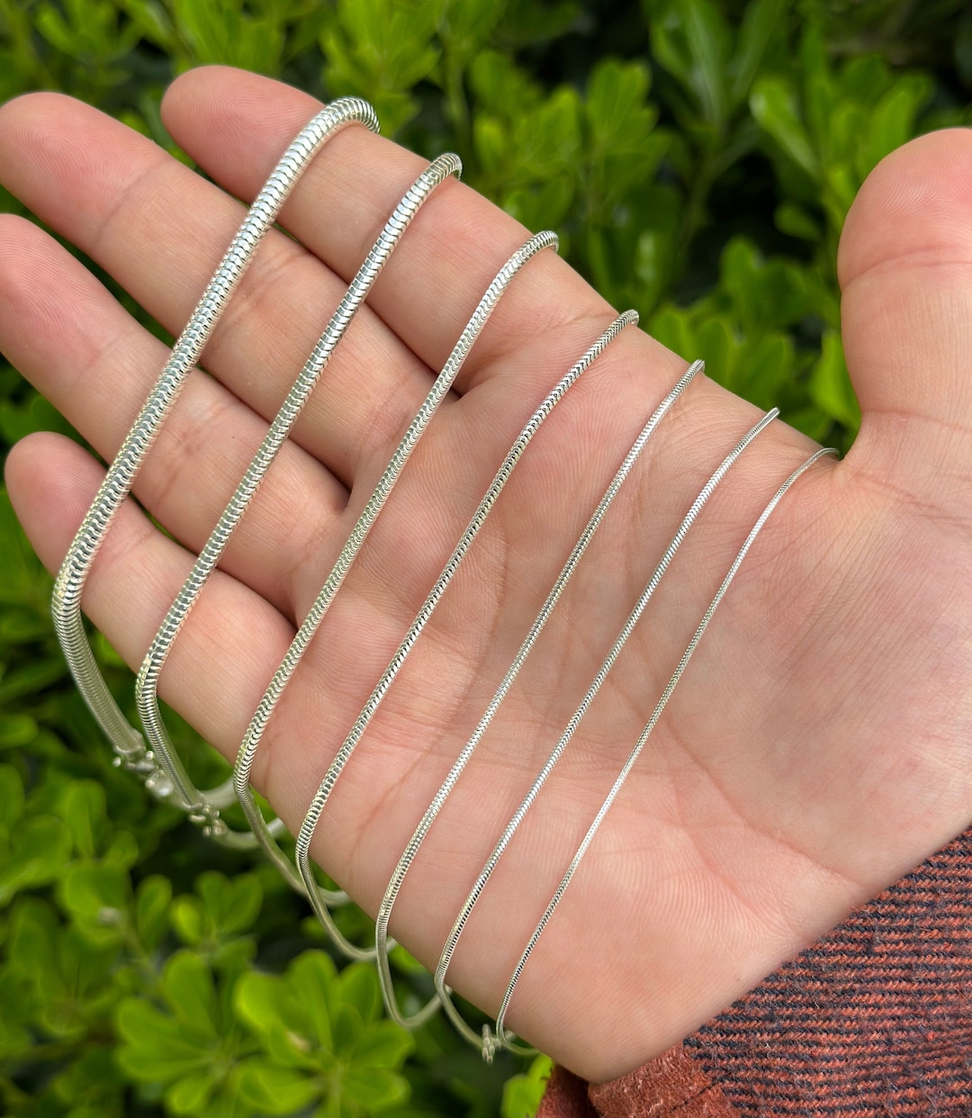 925 Sterling Silver Round Snake Chain Necklace, Silver Snake Chain ...