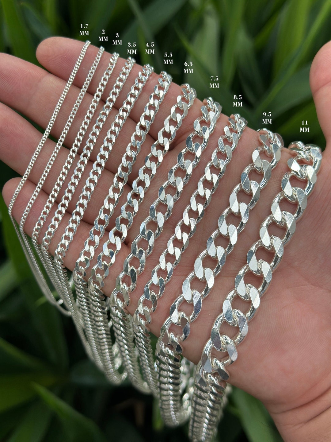 925 Sterling Silver Curb Necklace Chain, Men's Women's Curb Necklace ...