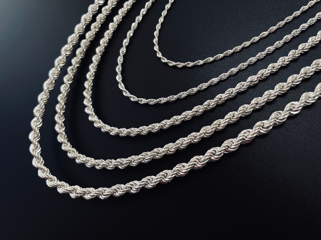 Sterling Silver Rope Chain Necklace, Solid Silver Chain, Twisted Rope ...