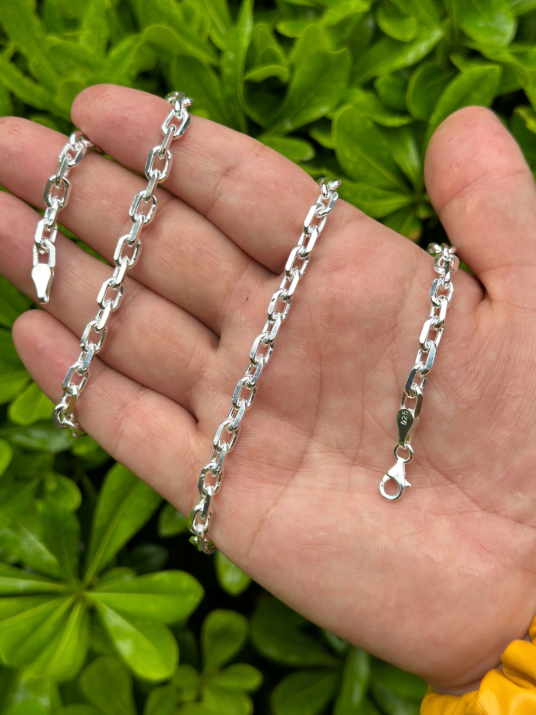 925 Sterling Silver Anchor Chain Necklace, Anchor Link Necklace, Thick ...