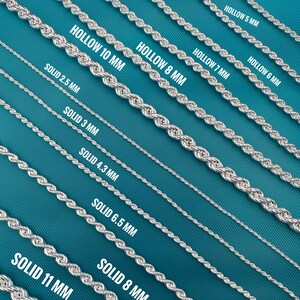 Sterling Silver Rope Chain Necklace, Solid Silver Chain, Twisted Rope ...