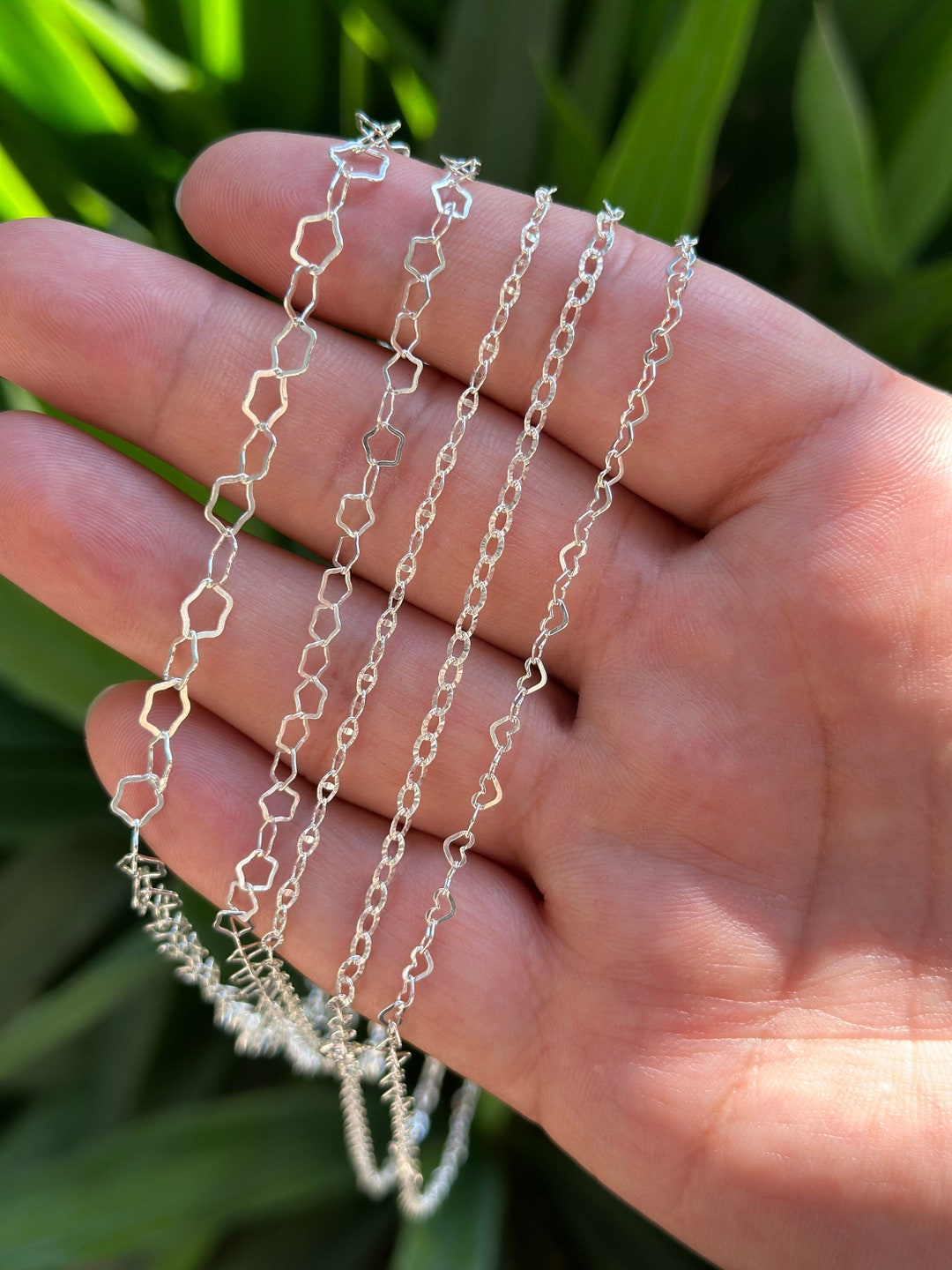 925 Sterling Silver Star Link Chain Necklace, Silver Link Necklace ...