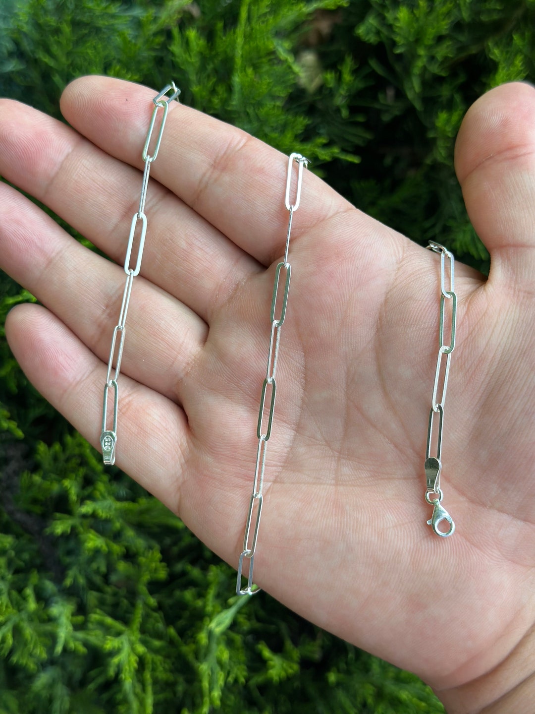 925 Sterling Silver Paperclips Chain Necklace and Bracelet, Dainty ...