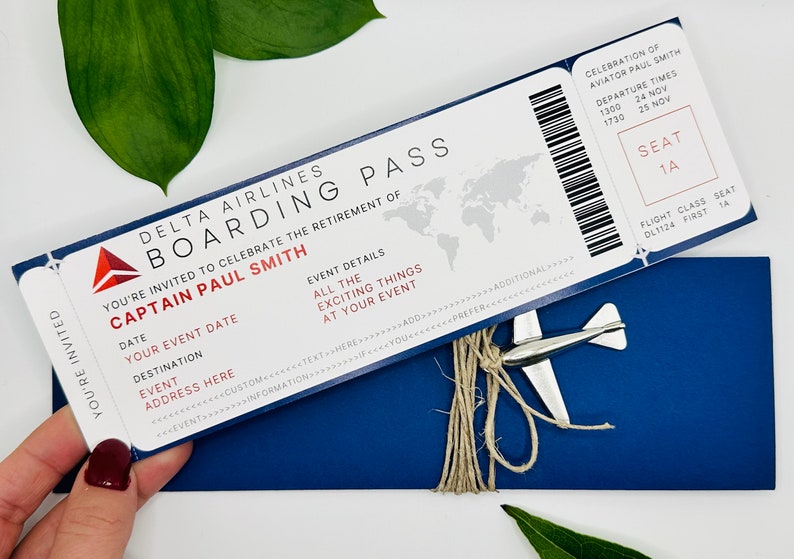 Editable Airlines Boarding Pass Invitation Completely Customizable ...