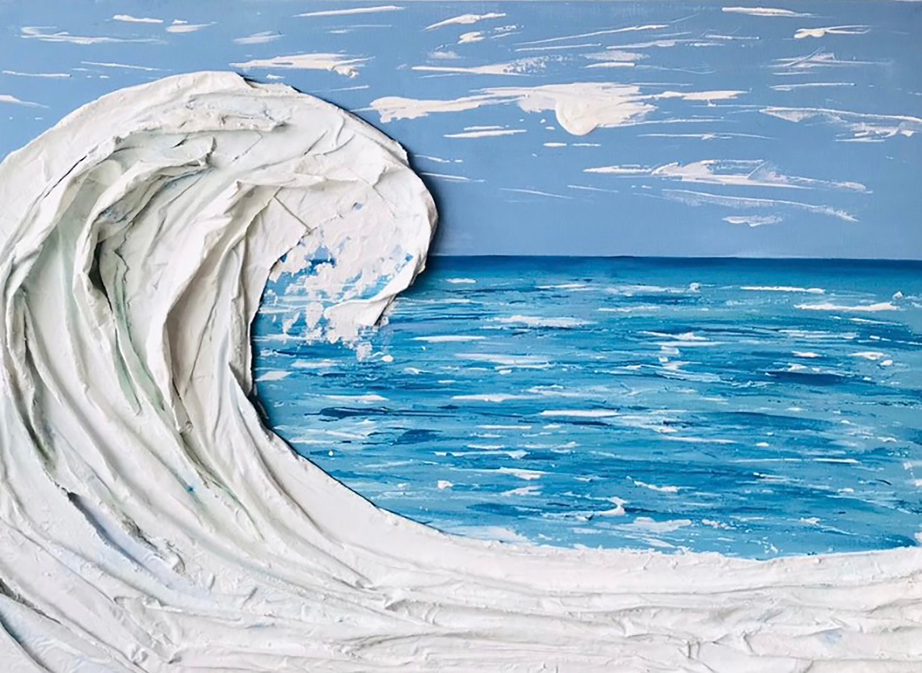 3D Wave Art on Canvas Original. Acrylic Paint With Plaster 3D Waves.sea ...