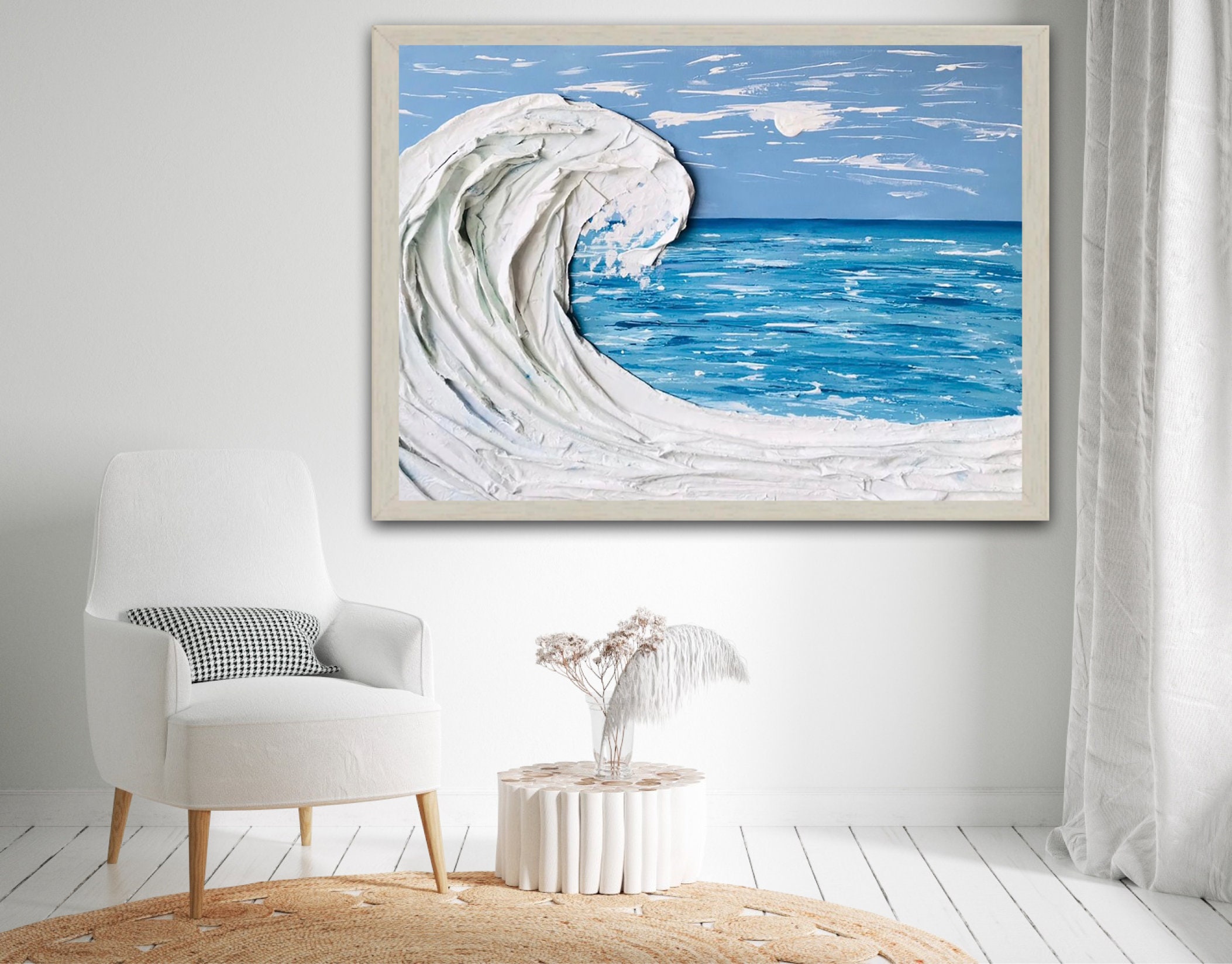 3D Wave Art on Canvas Original. Acrylic Paint With Plaster 3D Waves.sea ...