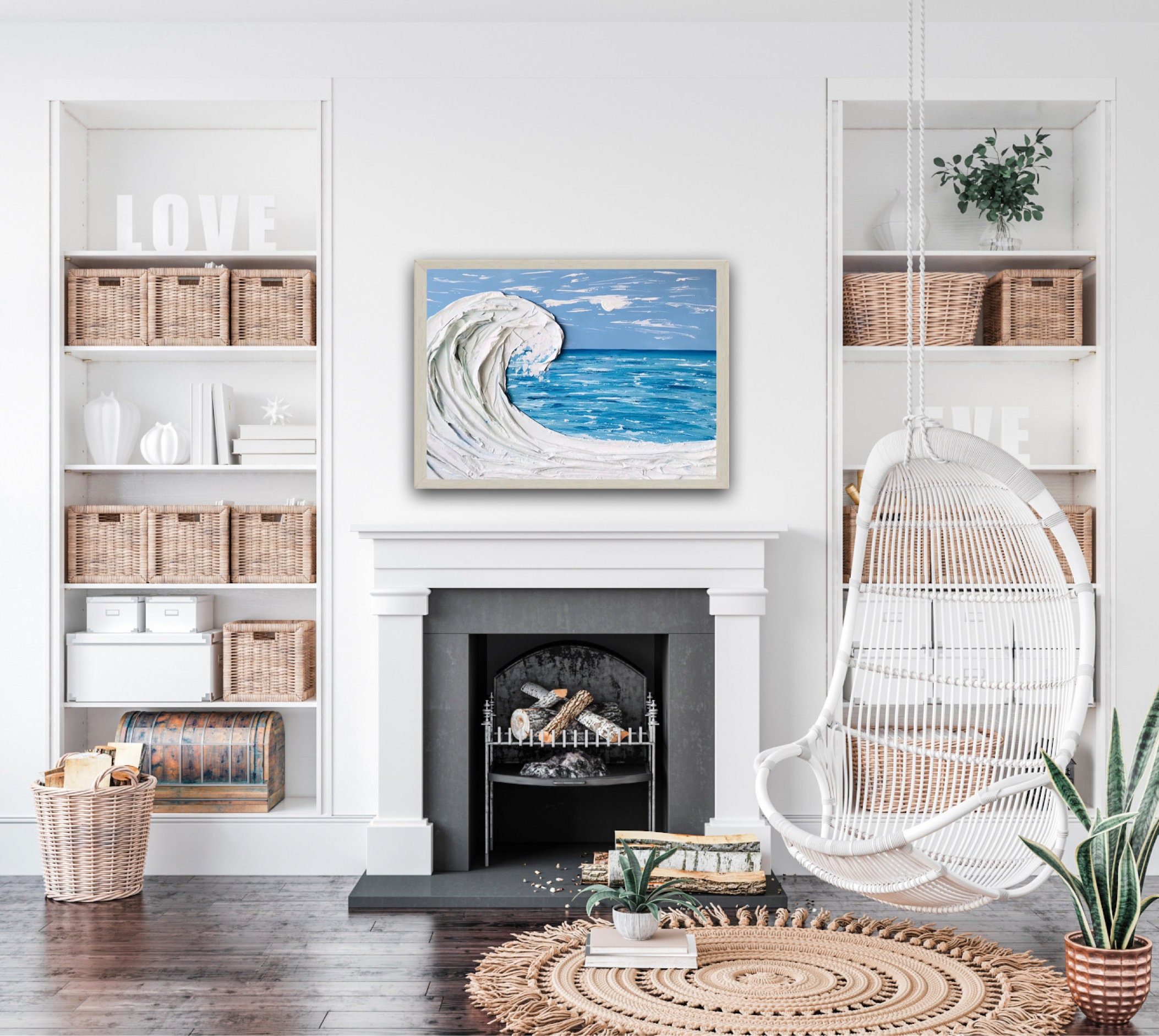 3D Wave Art on Canvas Original. Acrylic Paint With Plaster 3D Waves.sea ...