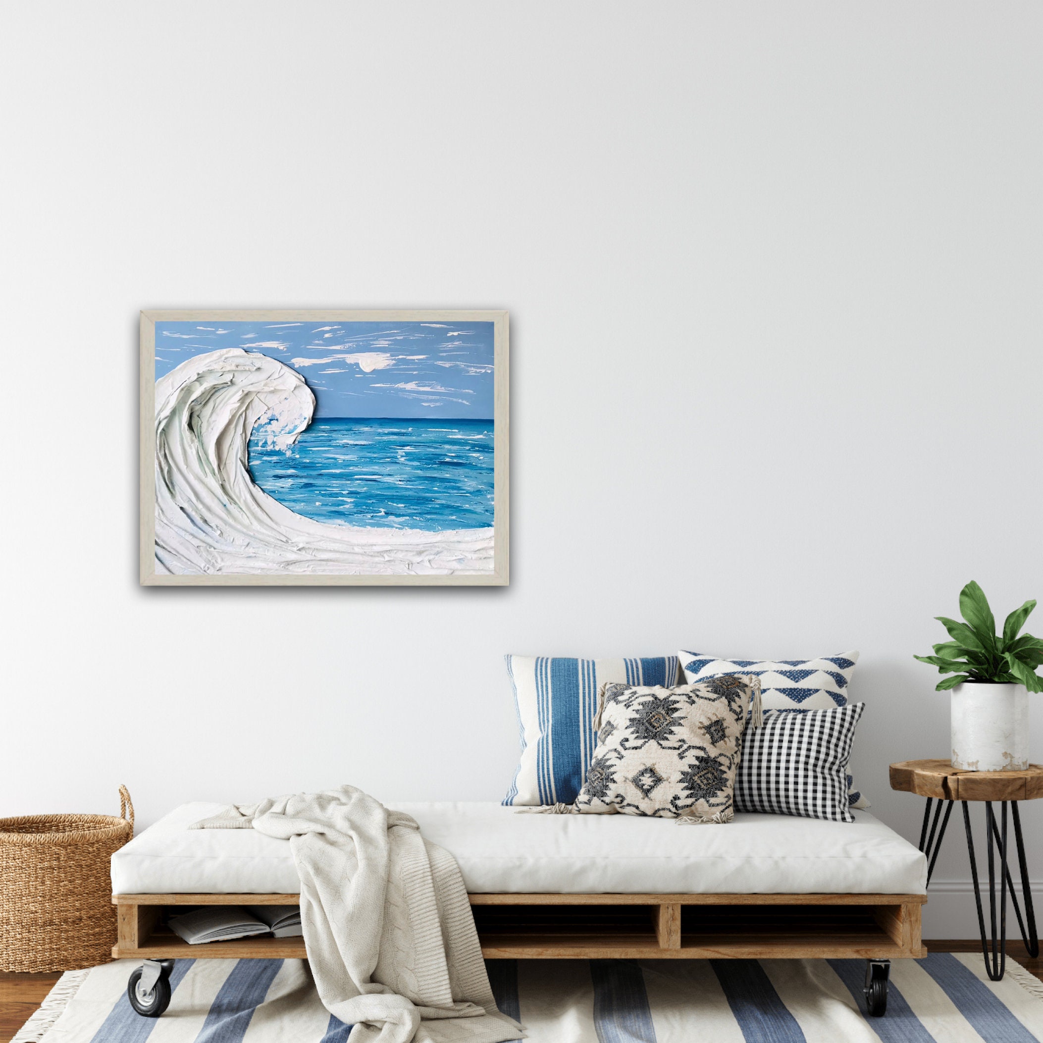 3D Wave Art on Canvas Original. Acrylic Paint With Plaster 3D Waves.sea Waves Decor Acrylic ...
