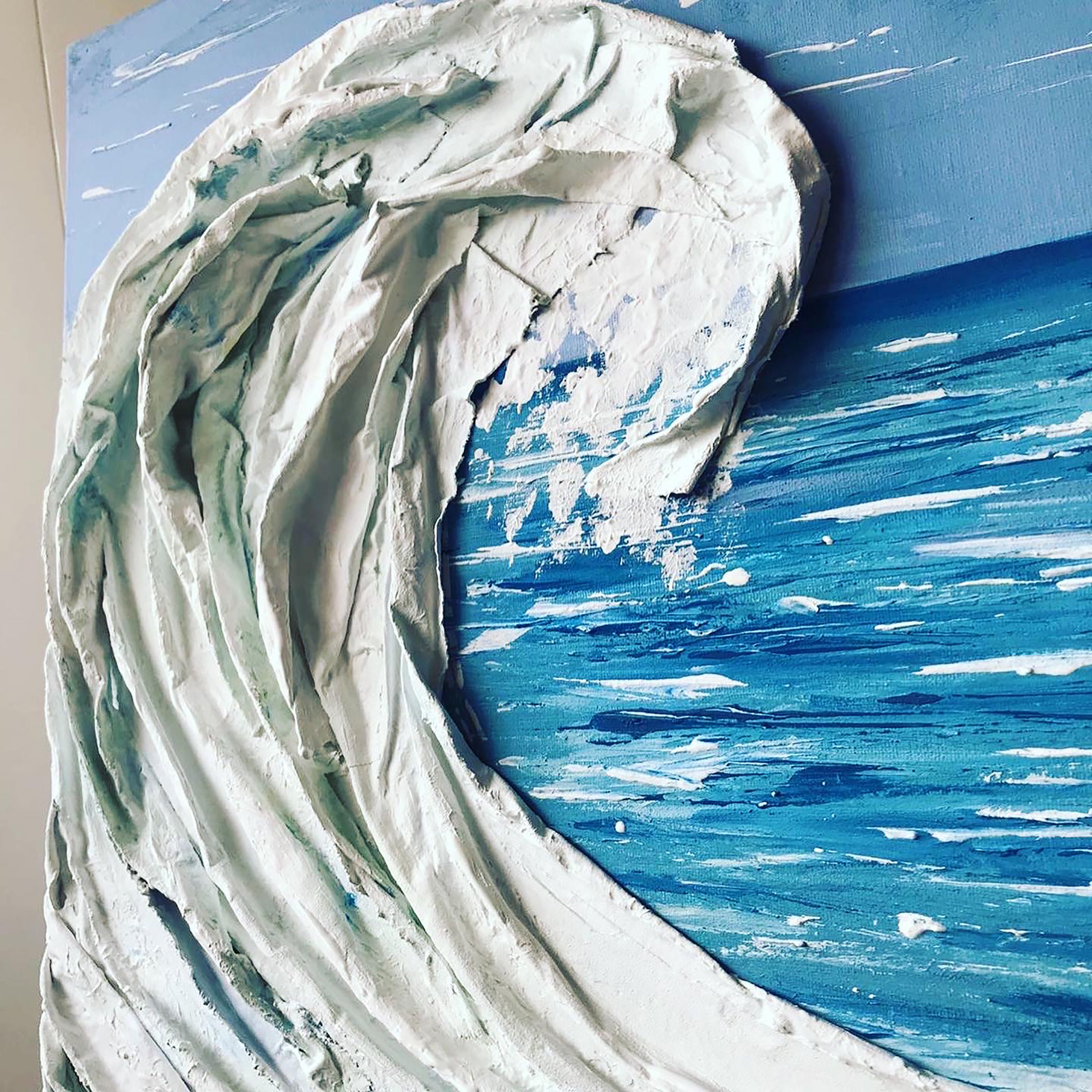 3D Wave Art on Canvas Original. Acrylic Paint With Plaster 3D Waves.sea ...