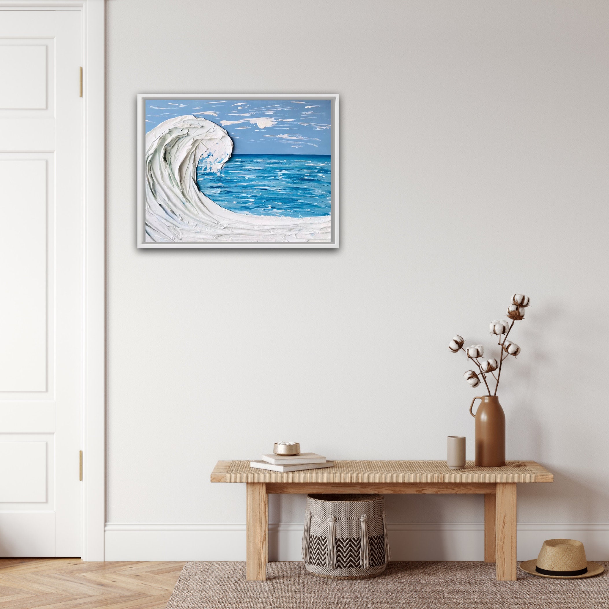 3D Wave Art on Canvas Original. Acrylic Paint With Plaster 3D Waves.sea ...