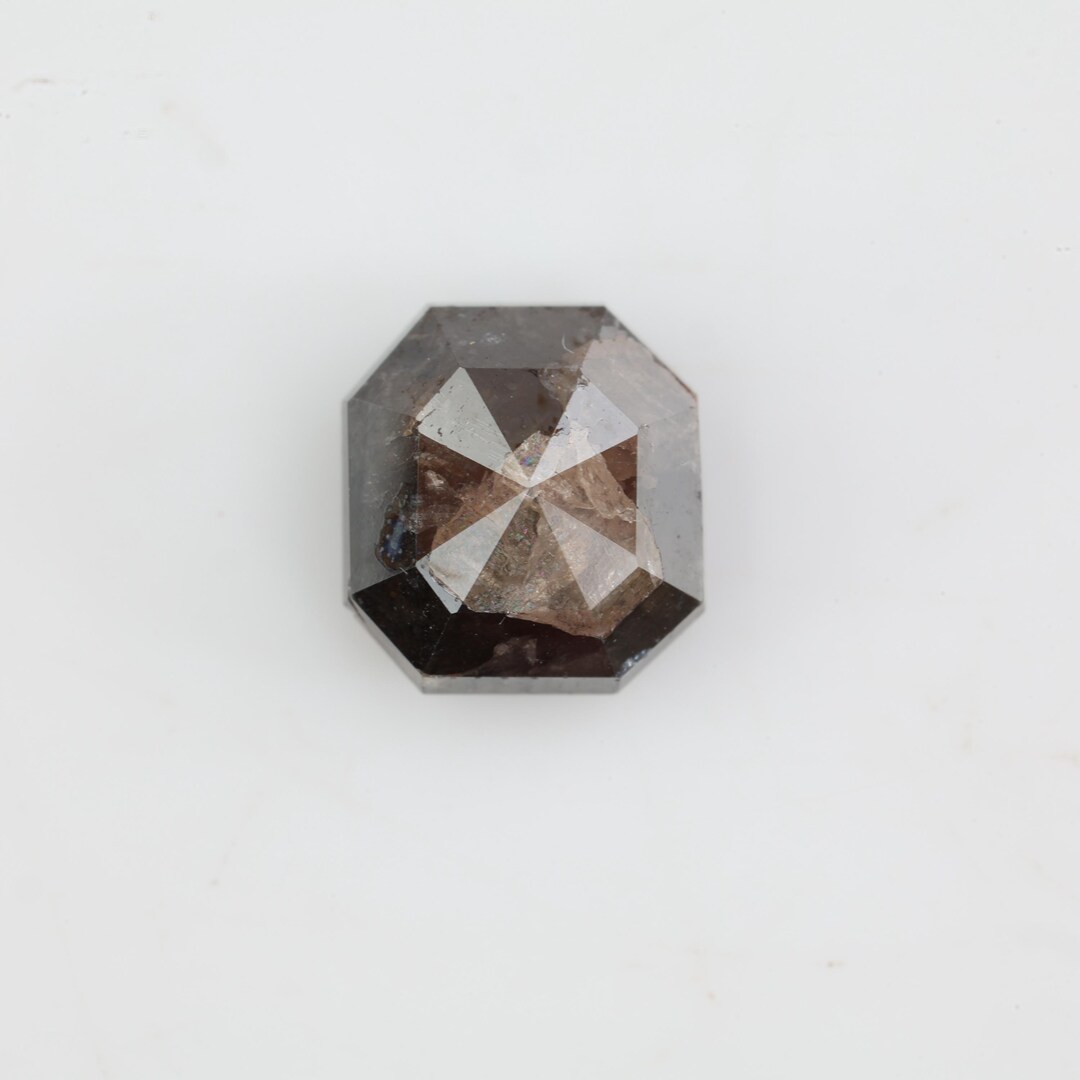 1.50 Ct Natural Octagon Cut Diamond Rustic Dark Brown Black Diamond ...