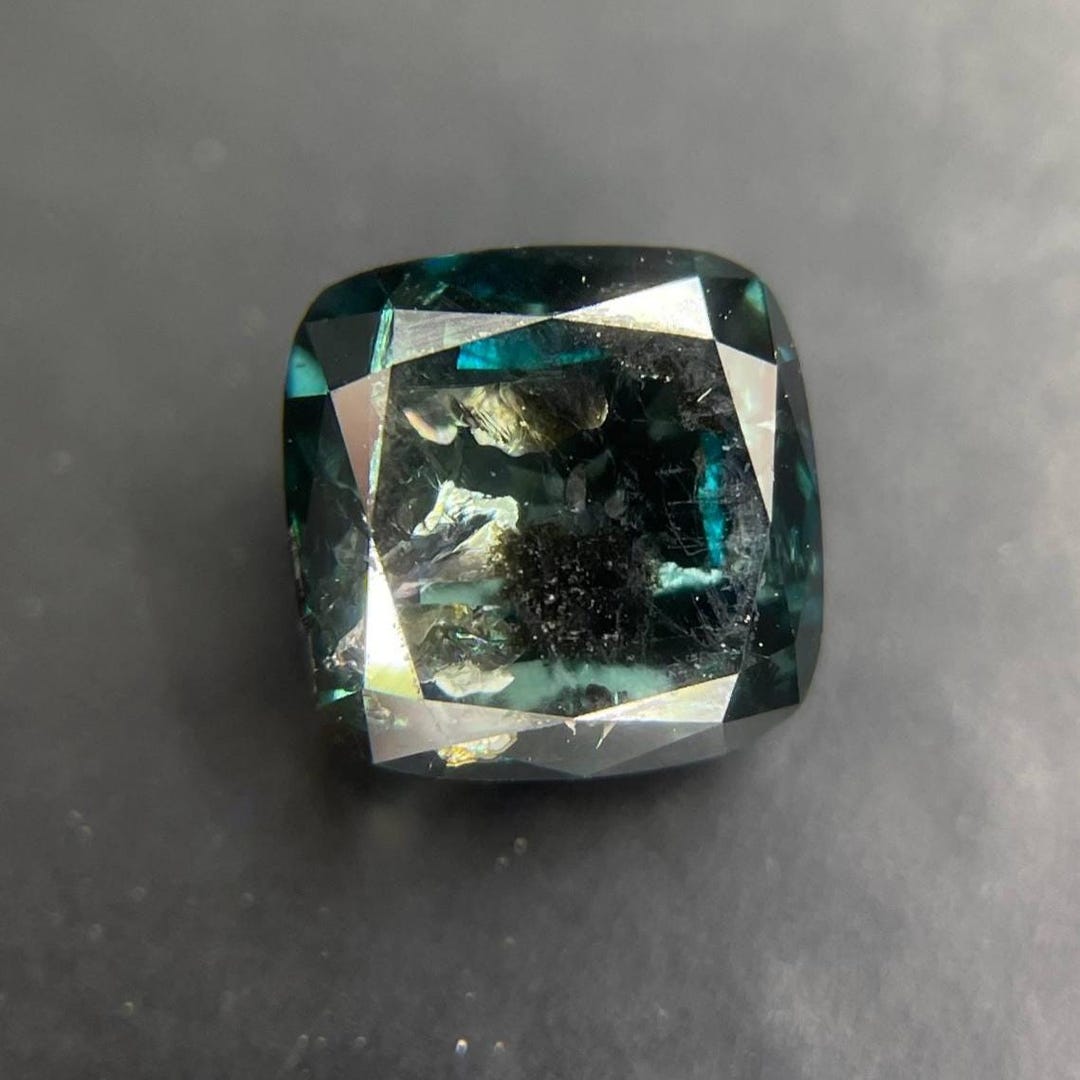 1.54 Ct Blue CVD Lab Grown Cushion Cut Diamond, Blue Green Lab Created ...