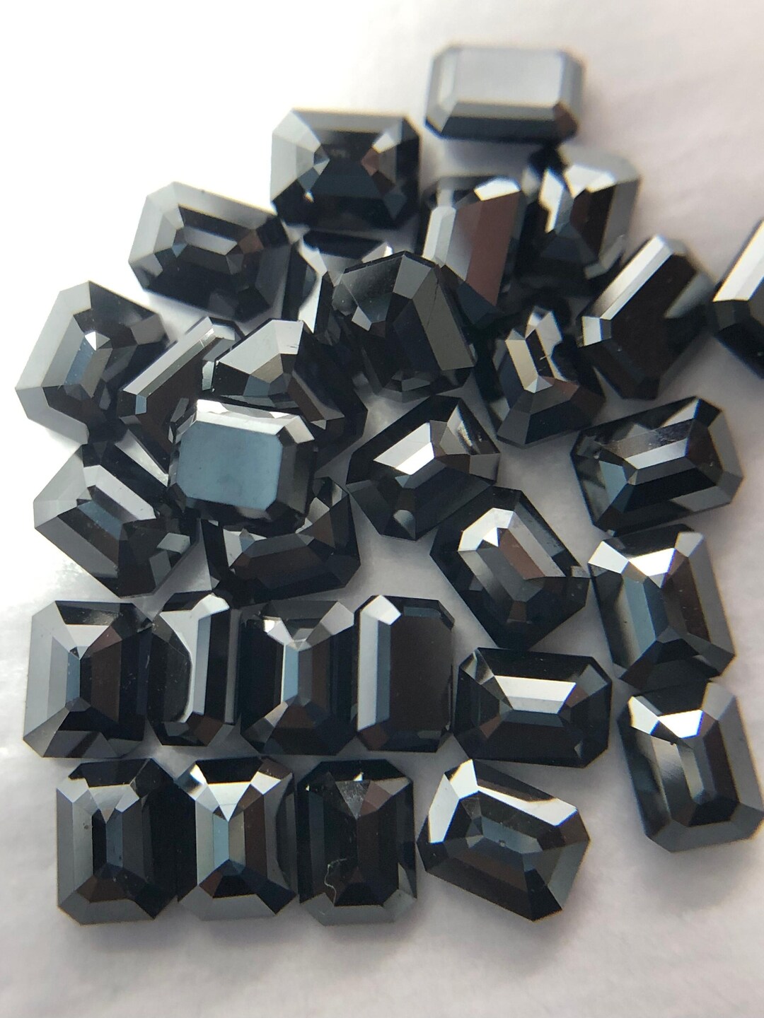 Calibrated Black Emerald Cut Diamonds, Fancy Melee Polished Loose ...