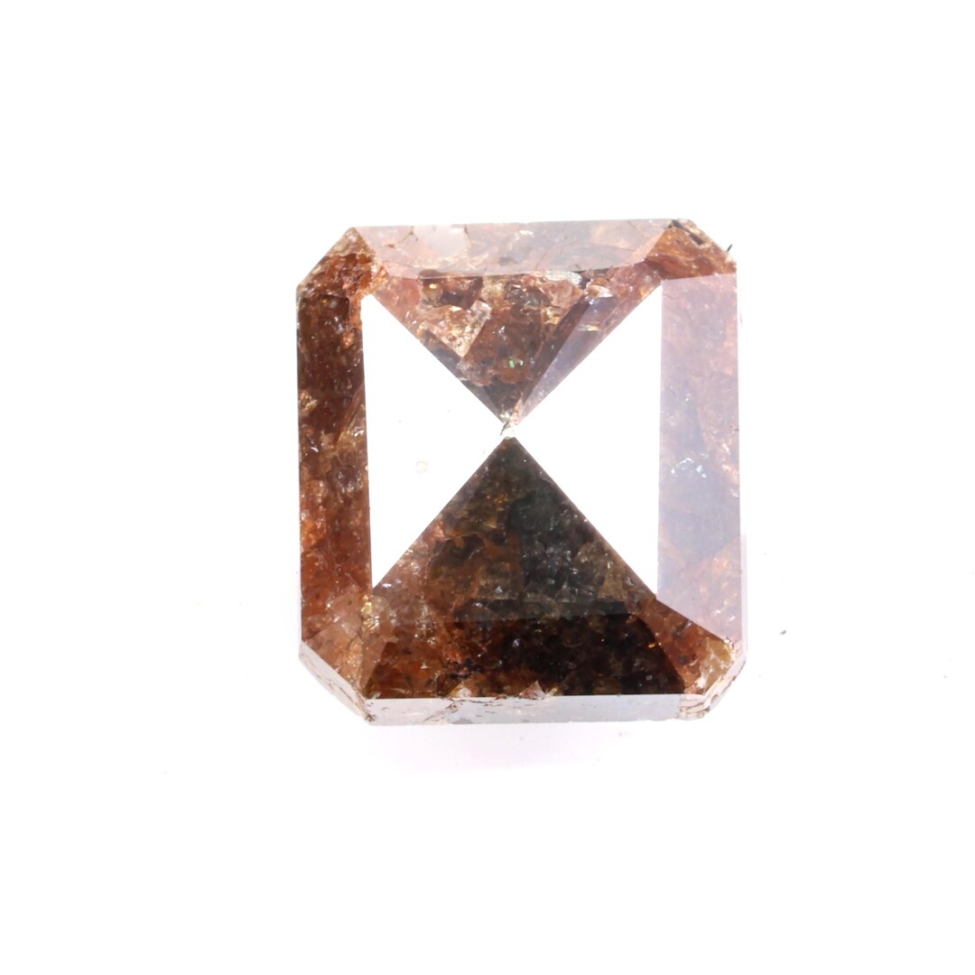 1.19 Ct Natural Rustic Brown Emerald Cut Diamond, Step Cut Loose ...