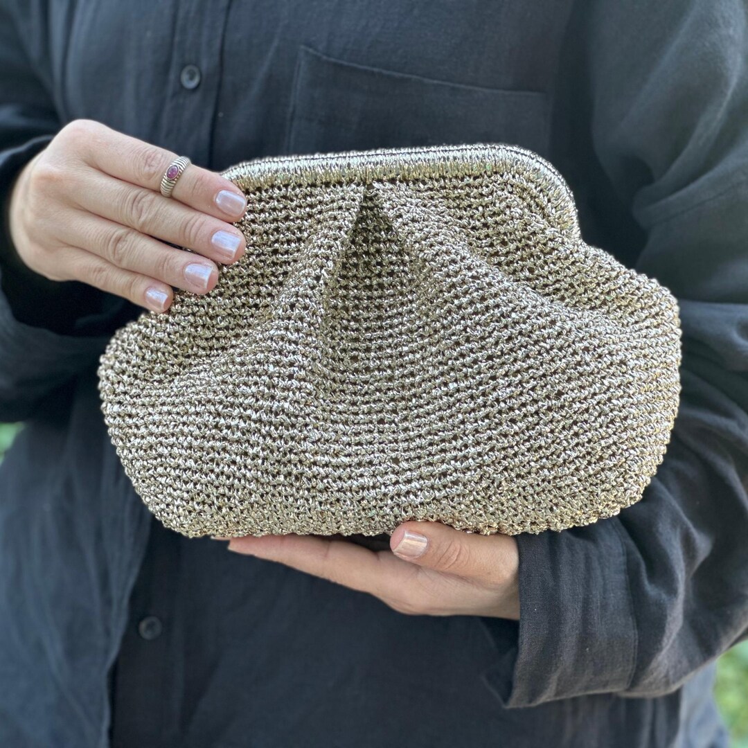 Handmade Gold Metallic Raffia Clutch | Special Occasion Handbag - Etsy