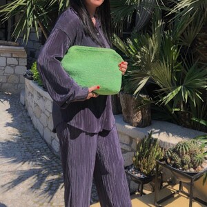 Raffia Colorful Crochet Clutch Bag | Straw Knitted Raffia Bag | Natural ...