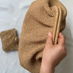 Raffia Colorful Crochet Clutch Bag Straw Knitted Raffia Bag - Etsy