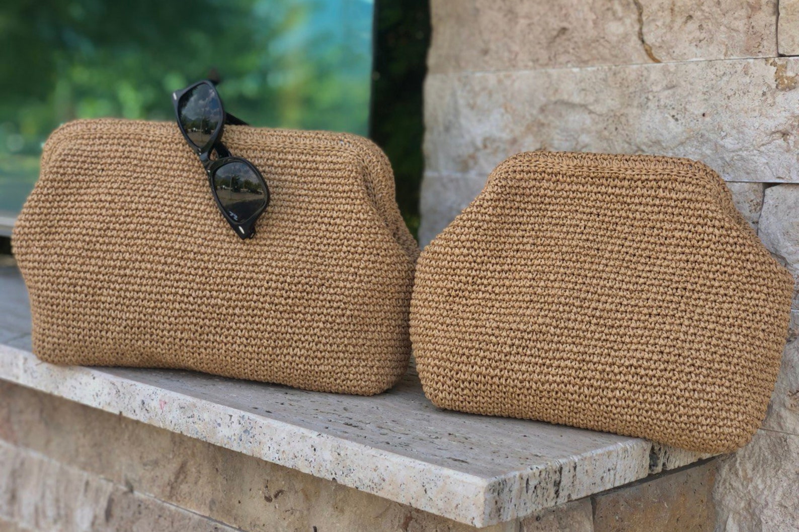 Raffia Colorful Crochet Clutch Bag Straw Knitted Raffia Bag - Etsy