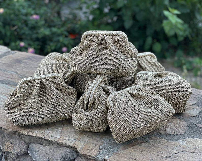 Gold Clutch Metallic Raffia Handbags | Handmade Summer Raffia Handbags ...