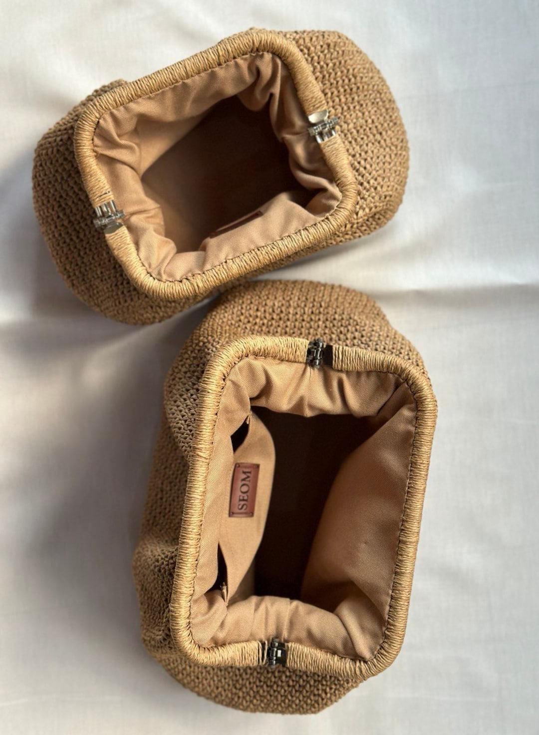 Large Raffia Beige Clutch Bag for Women | Natural Summer Handbag ...