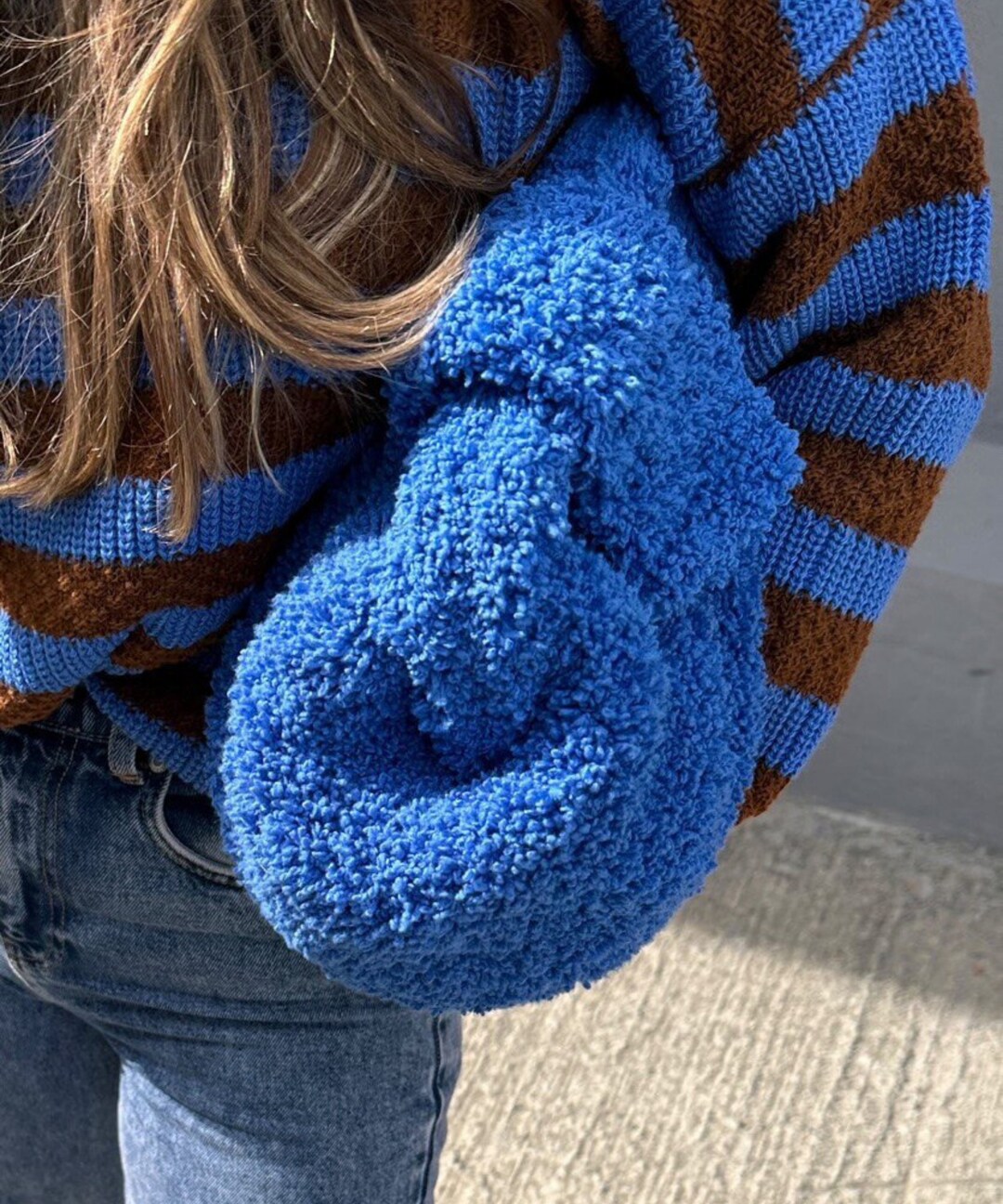 Blue Handmade Dumpling Bag | Teddy Pouch Crochet Bag | Gift for Women ...