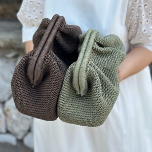 Raffia Crochet Clutch Bag | Woven Straw Summer Handbag | Pouch Clutch ...