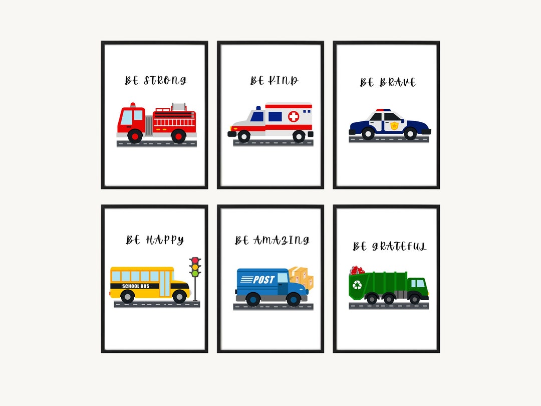 Set of 6 Cars Printable, Vehicles Wall Art, Boy Nursey Car Décor ...