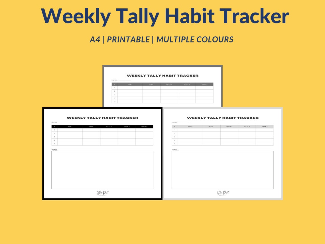 Printable A4 Habit Tracker Tally Chart - Etsy
