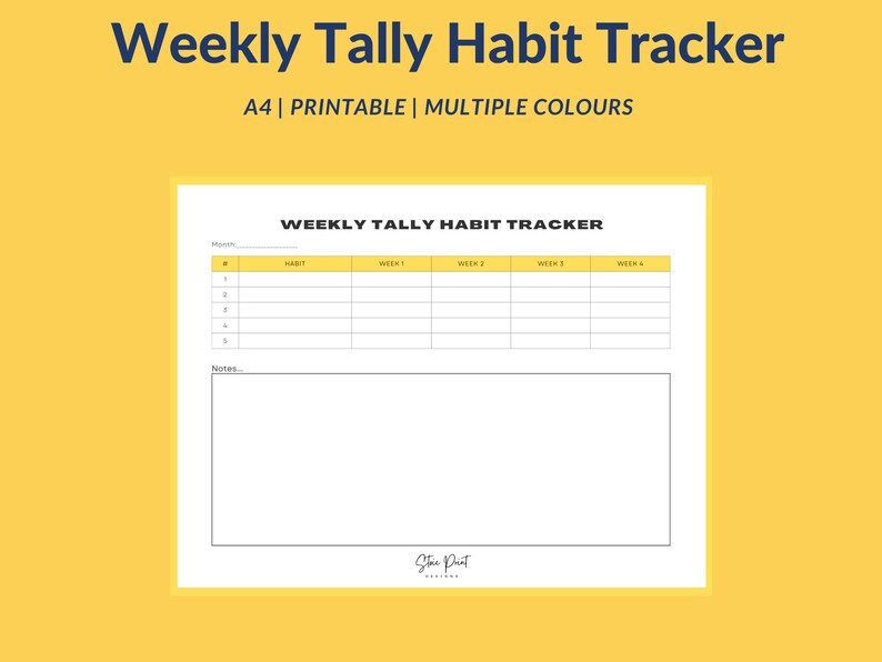 Printable A4 Habit Tracker | Tally Chart - Etsy
