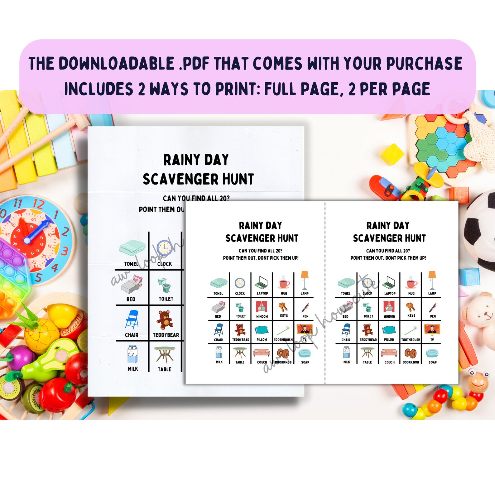 Indoor Kids Scavenger Hunt for Kids, Inside Toddler Activity, Preschool ...