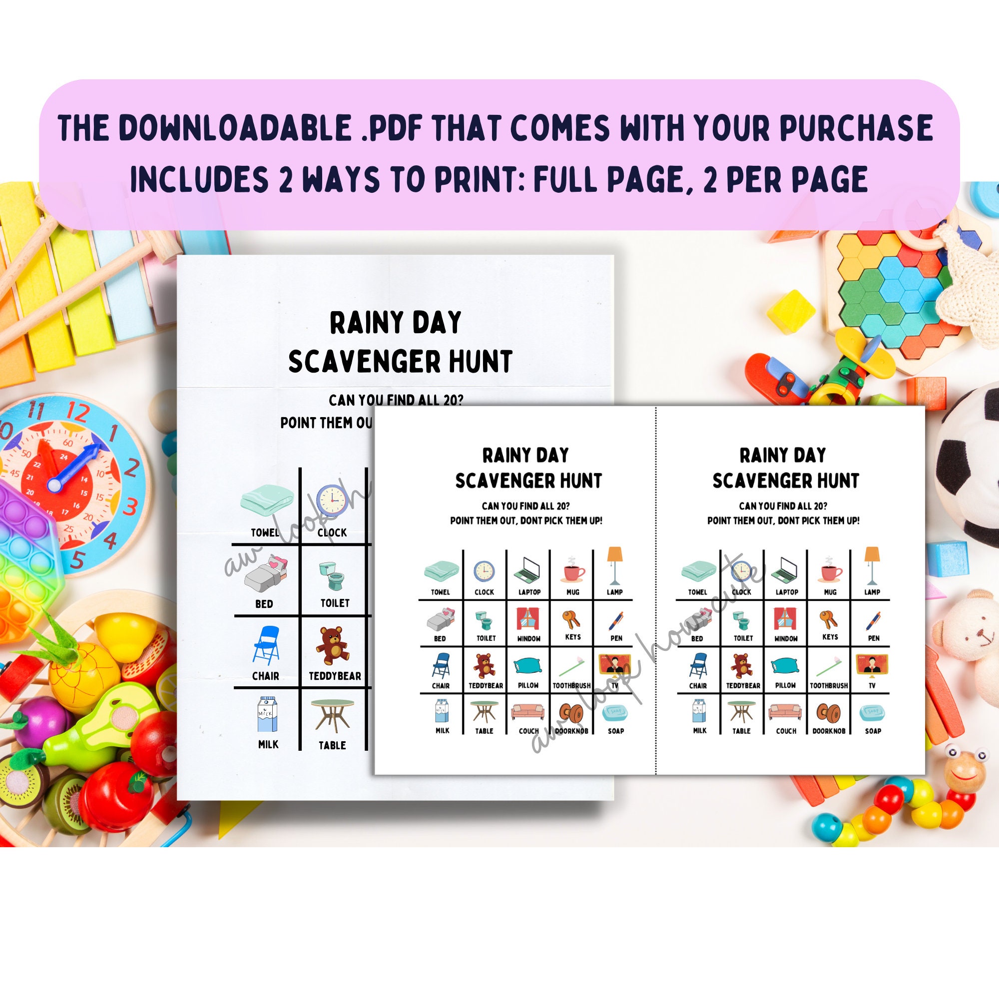 Indoor Kids Scavenger Hunt for Kids, Inside Toddler Activity, Preschool ...