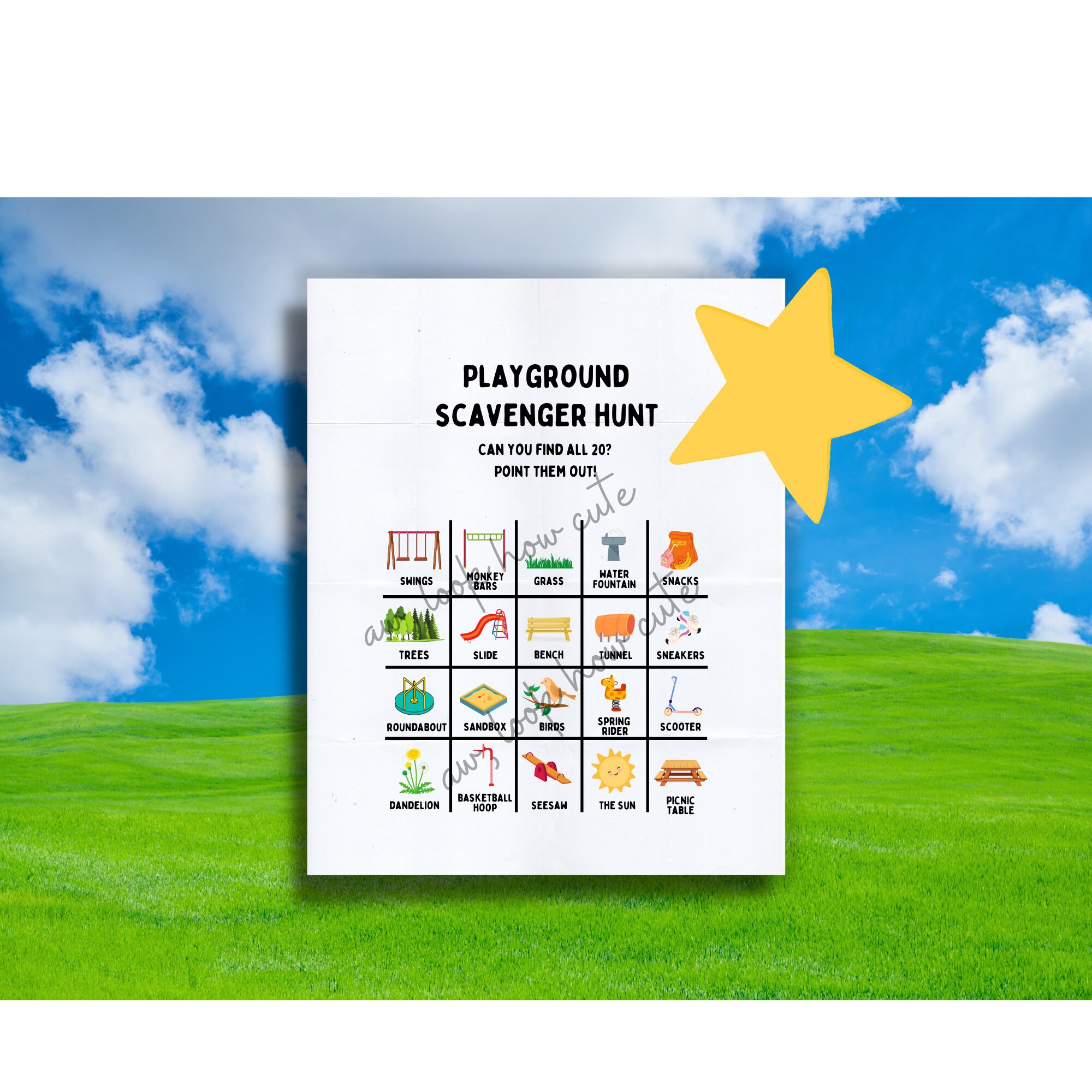 Playground Scavenger Hunt for All Ages, Printable Town Park Treasure ...