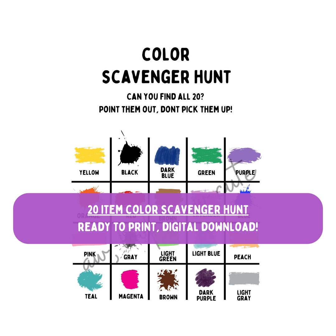 Find the Color Scavenger Hunt, Indoor or Outdoor Treasure Hunt for All ...