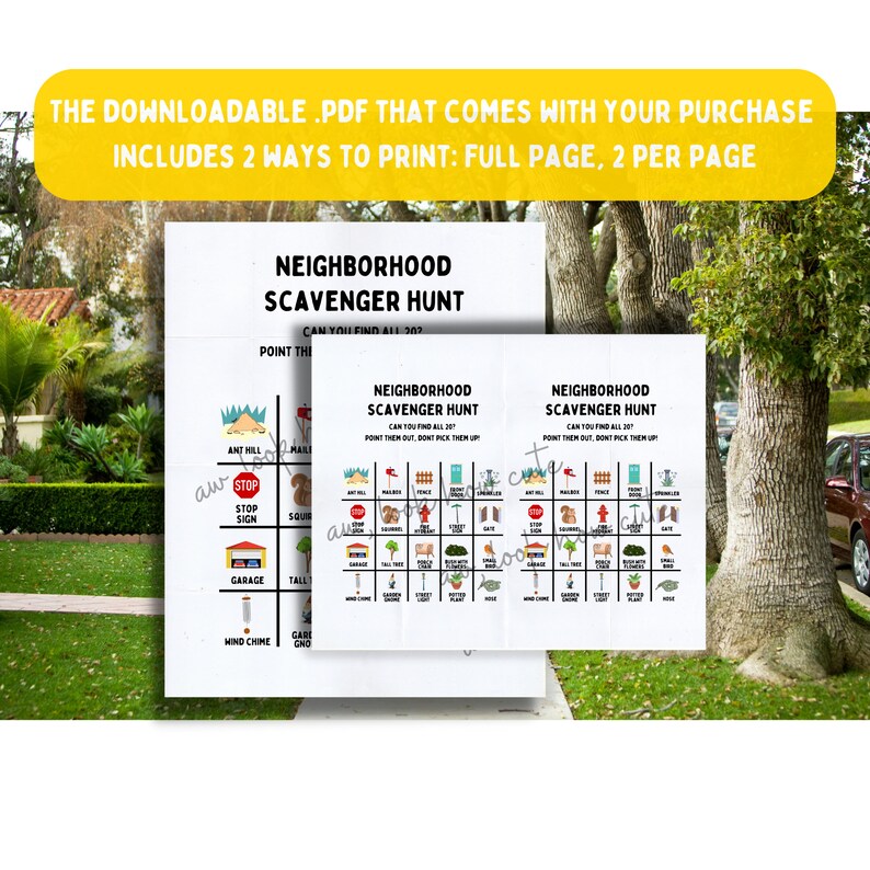 Neighborhood Walk Scavenger Hunt for Kids, Toddler Outdoor Printable ...