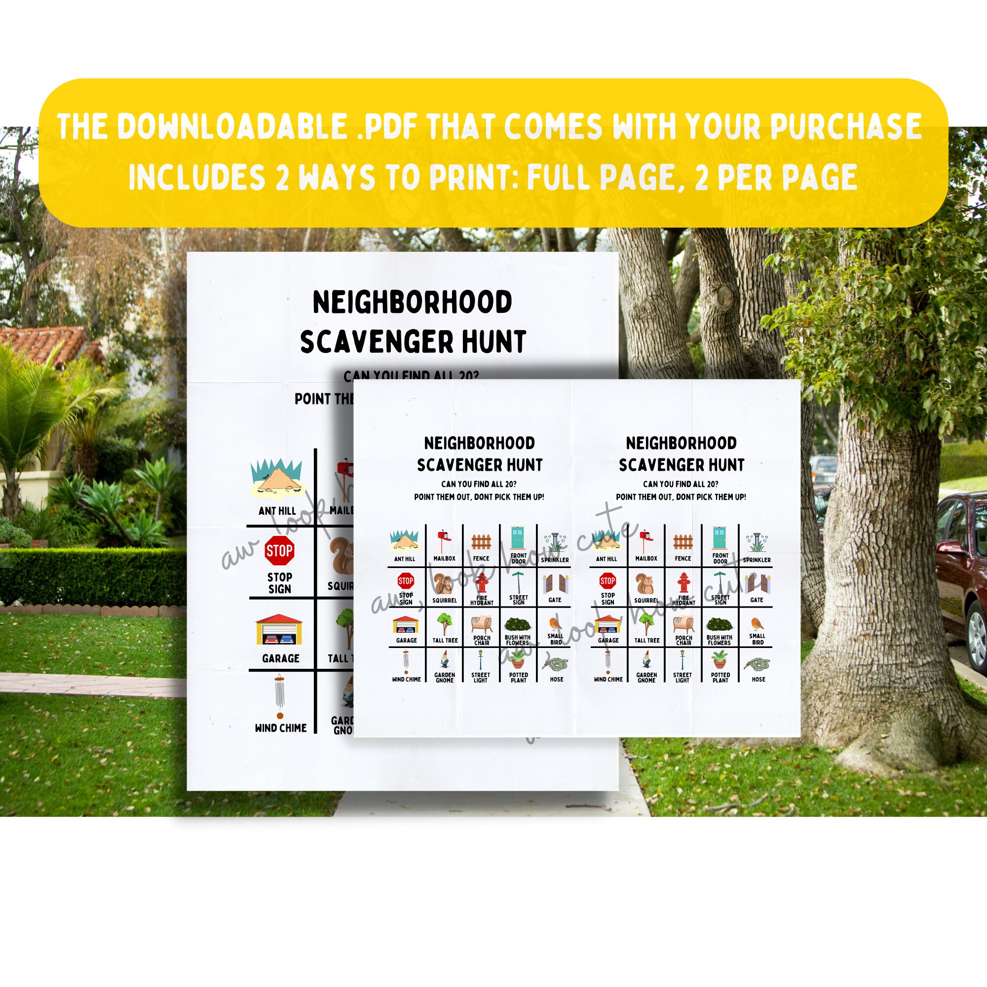 Neighborhood Walk Scavenger Hunt for Kids, Toddler Outdoor Printable ...