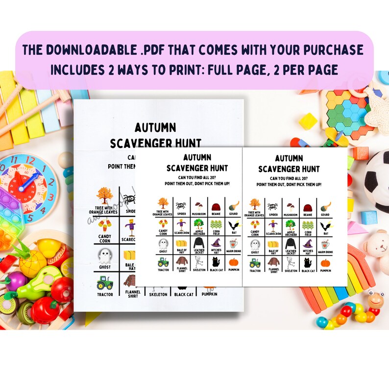 Fall Time Scavenger Hunt for Kids, Outdoor Autumn Toddler Printable ...