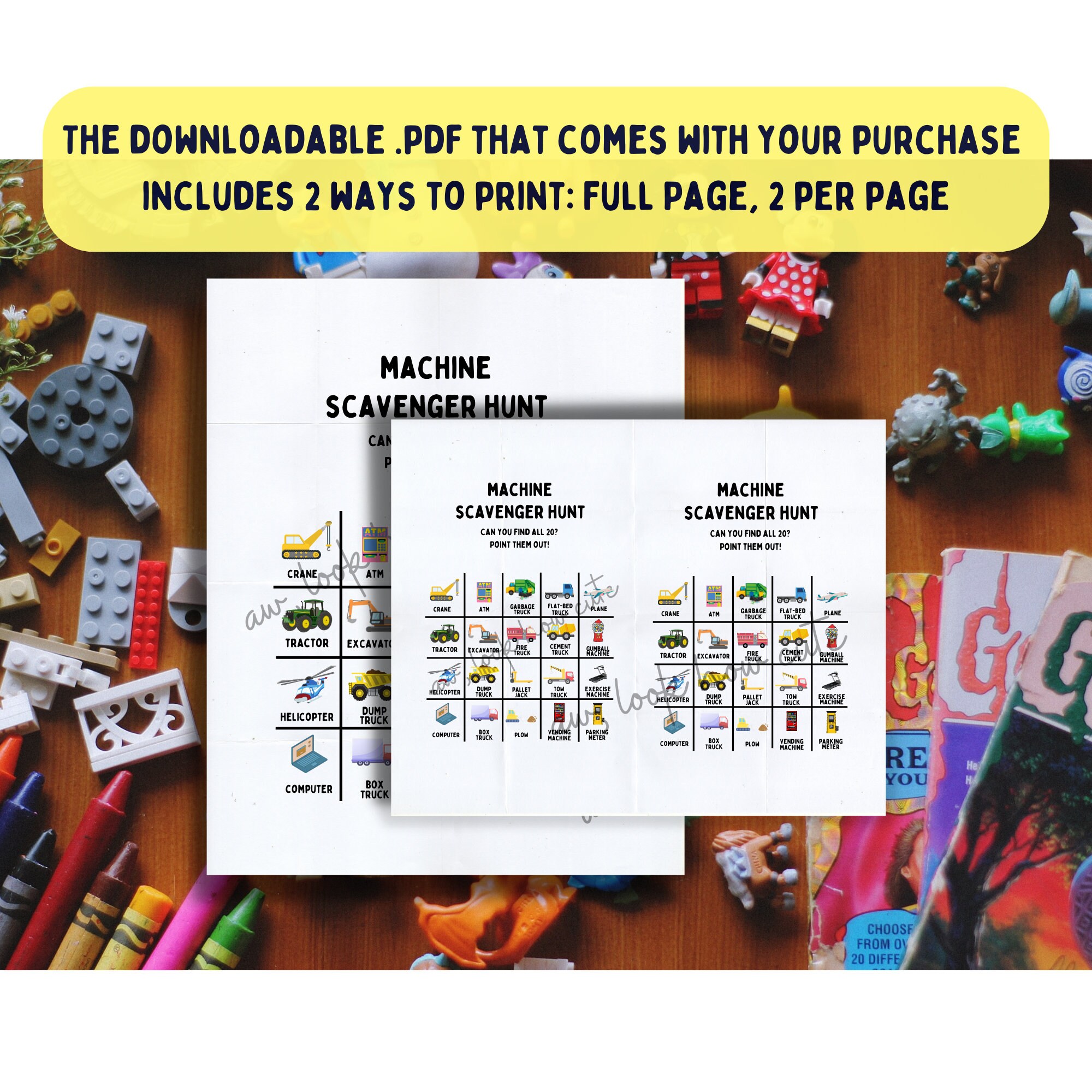 Machine Scavenger Hunt for All Ages, Printable Construction Vehicle ...