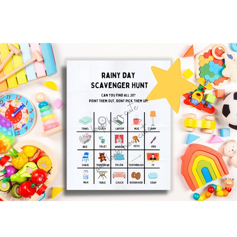 Indoor Kids Scavenger Hunt for Kids, Inside Toddler Activity, Preschool ...