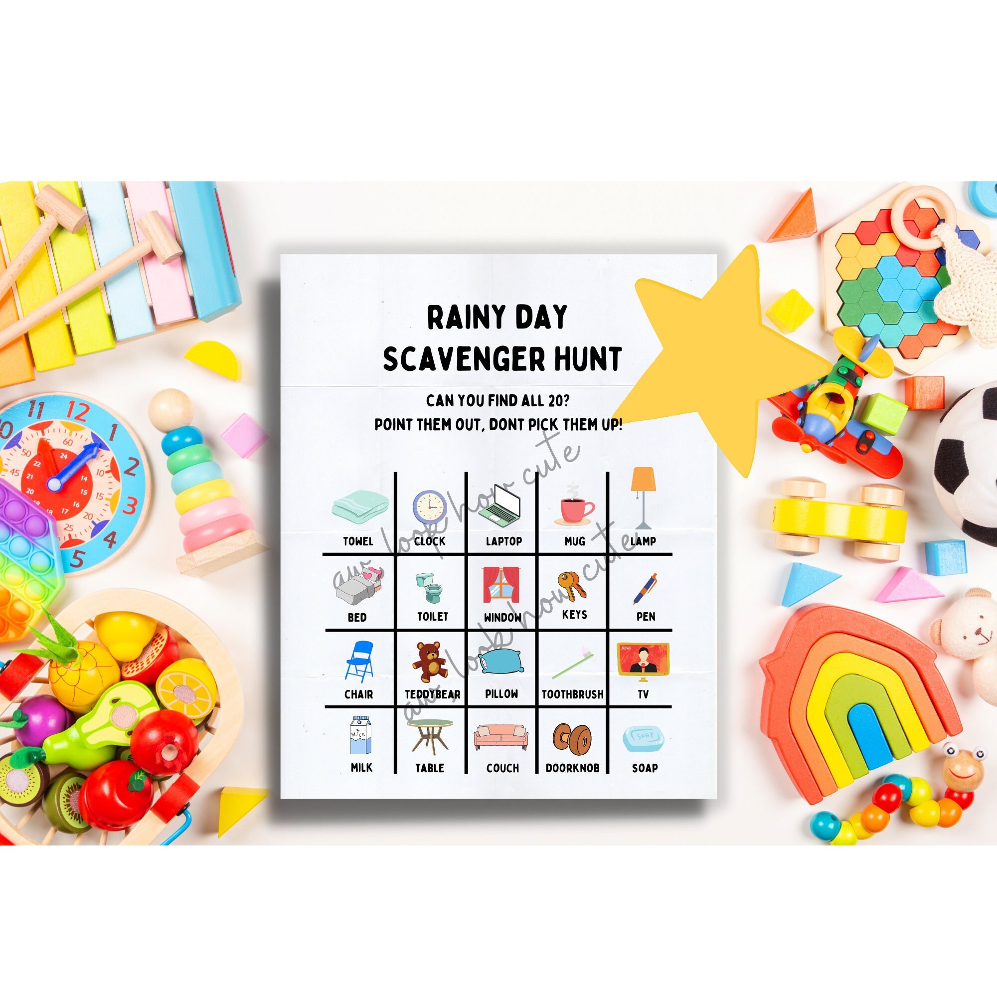 Indoor Kids Scavenger Hunt for Kids, Inside Toddler Activity, Preschool ...